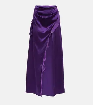 DIDU Asymmetric Silk Satin Maxi Skirt