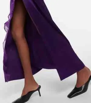 DIDU Asymmetric Silk Satin Maxi Skirt