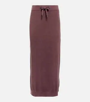 Brunello Cucinelli Ribbed-knit Cotton Midi Skirt - Purple