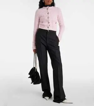 Balenciaga Cropped Cotton-blend Cardigan - Pink