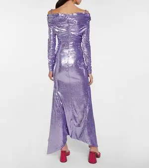 Attico Sequined Off-shoulder Gown