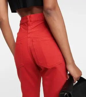 Alaïa High-rise Bootcut Jeans In Rouge