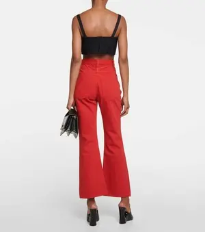 Alaïa High-rise Bootcut Jeans In Rouge