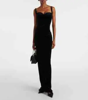 Balenciaga Velvet Jersey Bustier Gown