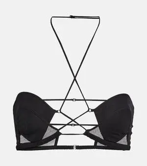 NENSI DOJAKA Tulle-trimmed Wool Bustier - Black