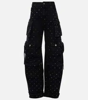 Attico Fern Studded High-rise Jeans - Black