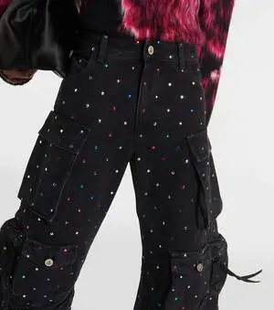 Attico Fern Studded High-rise Cargo Jeans