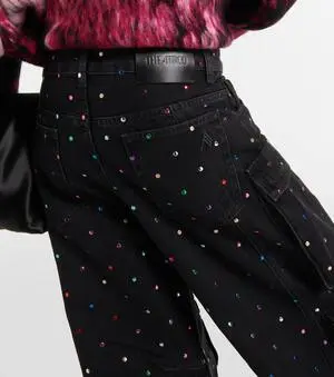 Attico Fern Studded High-rise Cargo Jeans