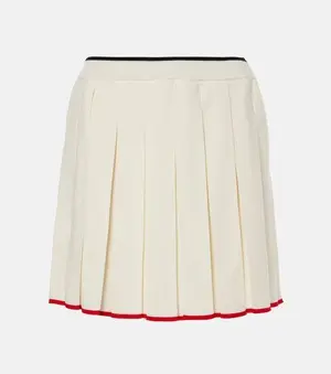 Thom Browne Pleated Wool-blend Mini Skirt - White