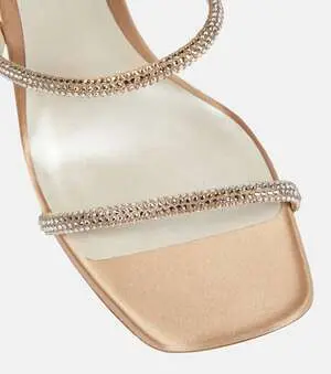 Rene Caovilla Cleo Embellished Satin Sandals - Beige