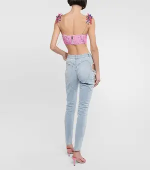 AREA Heart Embellished Crop Top