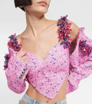 AREA Heart Embellished Crop Top