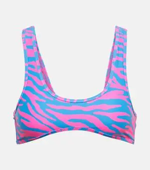 REINA OLGA Coolio Printed Bikini Top - Blue