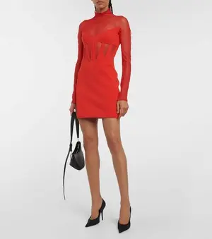MUGLER Tulle-trimmed Minidress