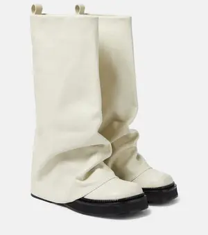 Attico Robin Leather Knee-high Combat Boots - White