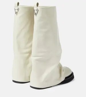 Attico Robin Leather Knee-high Combat Boots - White