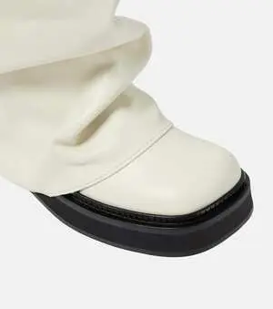 Attico Robin Leather Knee-high Combat Boots - White