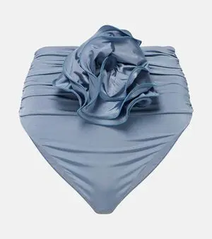 Magda Butrym Floral-appliqué High-rise Bikini Bottoms - Blue