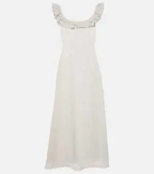 Rixo Patsy Broderie Anglaise Cotton Midi Dress - White