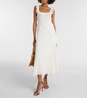 Rixo Patsy Broderie Anglaise Cotton Midi Dress