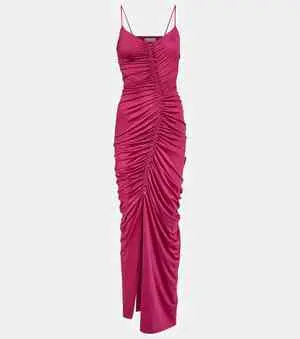 Victoria Beckham Ruched Jersey Maxi Dress - Pink