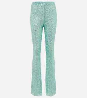 SELF-PORTRAIT Beaded High-rise Flared Pants