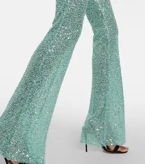 SELF-PORTRAIT Beaded High-rise Flared Pants