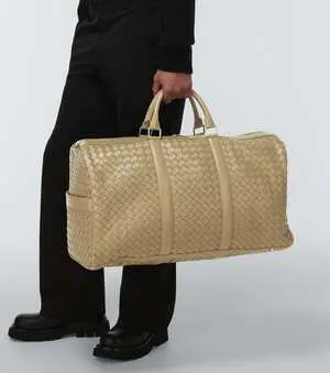 Bottega Veneta Large Intrecciato Leather Duffle Bag - Beige