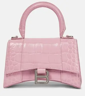 Balenciaga Hourglass Small Croc-effect Tote Bag - Pink