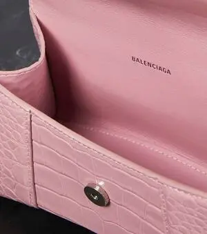Balenciaga Hourglass Small Croc-effect Tote Bag - Pink
