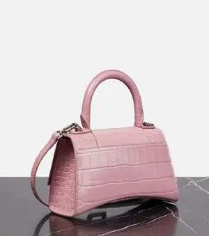 Balenciaga Hourglass Small Croc-effect Tote Bag - Pink