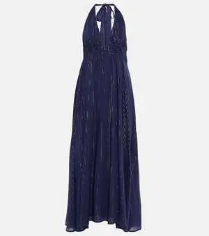 Heidi Klein Striped Halterneck Maxi Dress - Blue