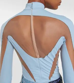 MUGLER Paneled Bodysuit - Blue