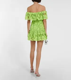SELF-PORTRAIT Off-shoulder Lace Mini Dress
