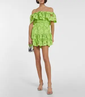 SELF-PORTRAIT Off-shoulder Lace Mini Dress