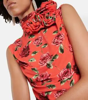 Magda Butrym Floral-applique Printed Midi Dress - Red