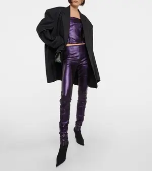 Stouls Carolyn Metallic Leather Leggings - Purple
