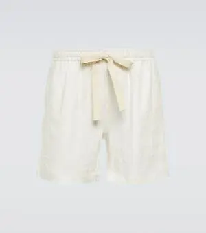 Commas Linen Shorts - White