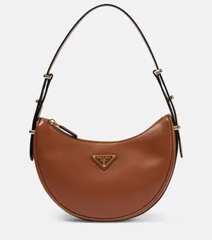 Prada Arque Small Leather Shoulder Bag - Brown