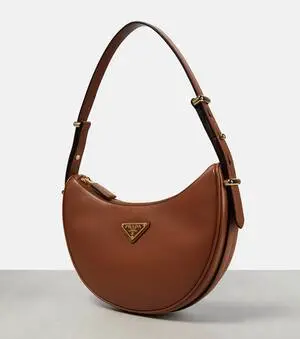 Prada Arque Small Leather Shoulder Bag - Brown