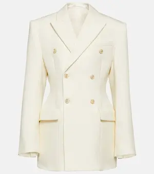 Wardrobe.NYC Contour Double-breasted Wool Blazer - White