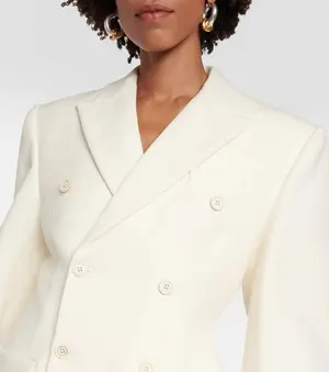 Wardrobe.NYC Contour Double-breasted Wool Blazer - White