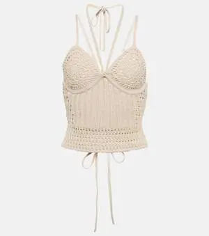 Simkhai Ralia Crocheted Crop Top - White