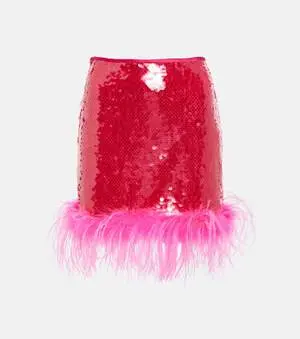 Giuseppe Di Morabito Sequined Feather-trimmed Miniskirt - Pink