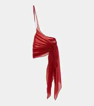MUGLER One-shoulder Jersey Beach Cover-up - Red
