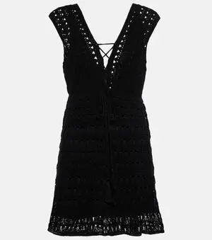 Anna Kosturova Jennifer Crochet Minidress - Black