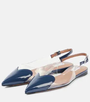 Alaïa Patent Leather And Pu Slingback Flats - Blue