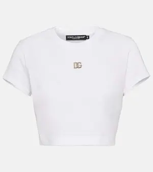 Dolce & Gabbana Logo Cotton Jersey Crop Top