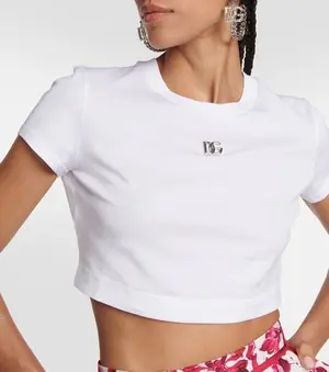 Dolce & Gabbana Logo Cotton Jersey Crop Top