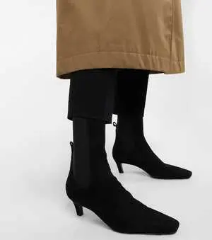 TOTEME 50 Suede Ankle Boots - Black